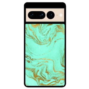 mint green gold marble black rubber phone case compatible with google pixel 8 pro, 8a, 8, 7a, 7, pixel 7 pro, 6a, pixel 6 pro, 6, pixel 5, 4a 5g, 4a 4g, 4, 4 xl, 3a, 3a xl, 3, 3 xl, 2 xl, 2