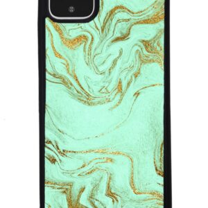 Mint Green Gold Marble Black Rubber Phone Case Compatible With Google Pixel 8 Pro, 8a, 8, 7a, 7, Pixel 7 Pro, 6a, Pixel 6 Pro, 6, Pixel 5, 4a 5G, 4a 4G, 4, 4 XL, 3a, 3a XL, 3, 3 XL, 2 XL, 2