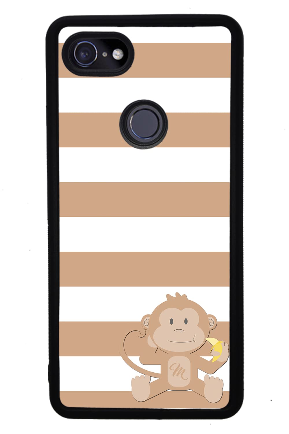 Brown White Monkey Personalized Black Rubber Phone Case Compatible With Google Pixel 8 Pro, 8a, 8, 7a, 7, Pixel 7 Pro, 6a, Pixel 6 Pro, 6, 5, 4a 5G, 4a 4G, 4, 4 XL, 3a, 3a XL, 3, 3 XL, 2 XL, 2