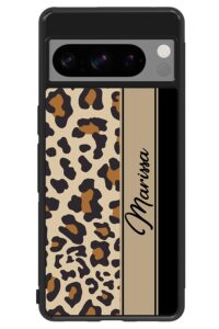 leopard skin brown black personalized black rubber phone case compatible with google pixel 8 pro, 8a, 8, 7a, 7, pixel 7 pro, 6a, pixel 6 pro, 6, 5, 4a 5g, 4a 4g, 4, 4 xl, 3a, 3a xl, 3, 3 xl, 2 xl