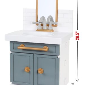 Little Tikes First Bathroom Sink with Real Working Faucet Pretend Play for Kids, 12 Bathroom Accessories, Interactive Unique Toy Multi-Color, Ages 2+ Grey