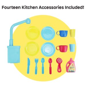 Boley Kids Play Kitchen Sink with Running Water - 20 Piece Dishwashing Toy with Sink, Real Faucet, Dish Rack, Plastic Dishes, Sponge and Brush, and Pretend Dish Soap