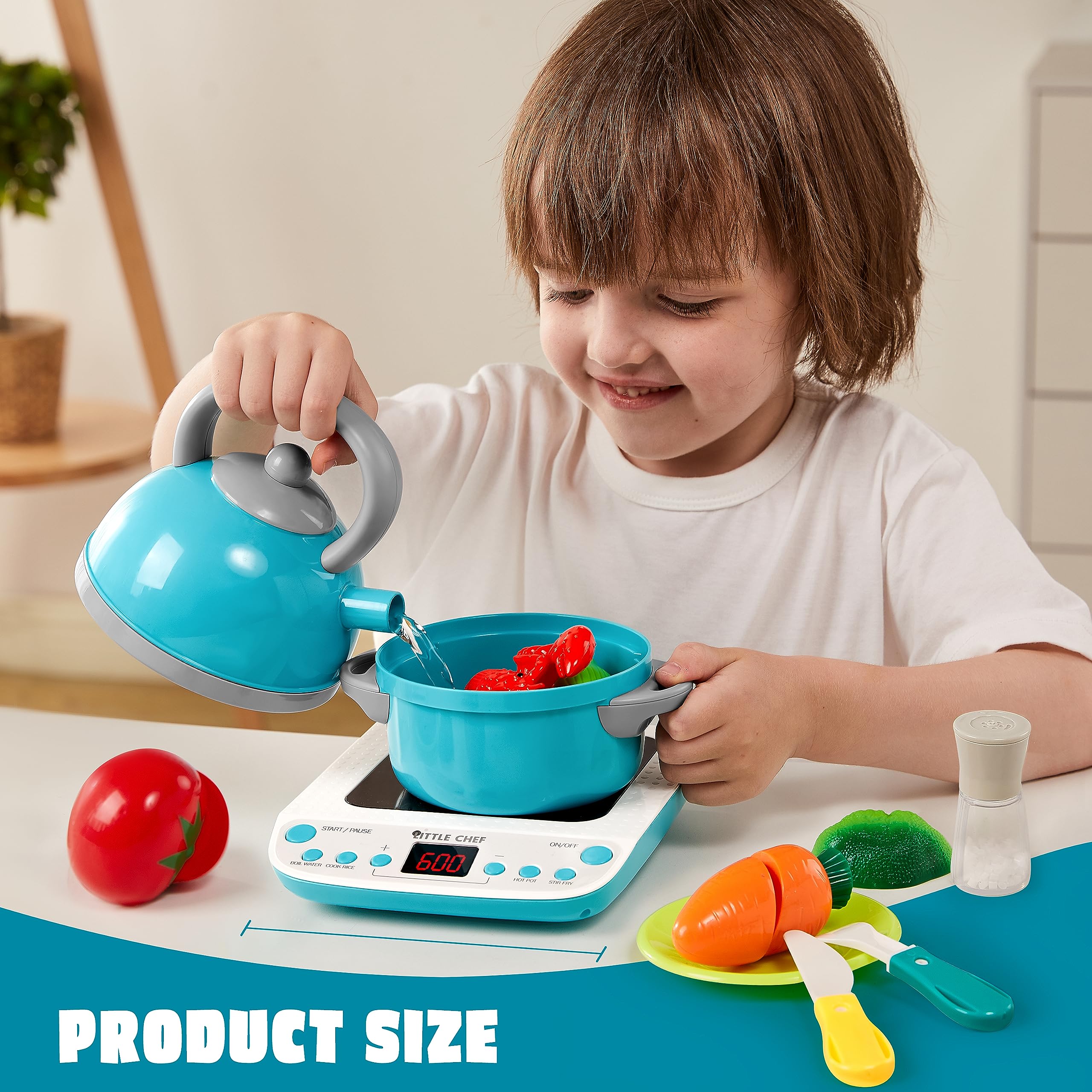 JOYIN 37Pcs Kids Play Kitchen Set, Pretend Food Toy, Cookware Set Including Pots and Pans, Play Food, Cutting Vegetables, Kids Kitchen Toy Accessories, Gifts for Toddler Boys Girls Ages 1-8