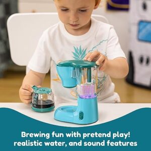 Joyin Play Kitchen Toys, Pretend Play Kitchen Appliances Toy Set with Coffee Maker, Mixer, Toaster with Realistic Lights& Sounds, Birthday Gift for Kids Ages 2 3 4 5, Blue