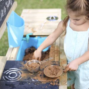 TP Toys, Deluxe Wooden Mud Kitchen for Boys and Girls Ages 3-8 | Kids Outdoor Kitchen Playset with Sand and Water Pan, Play Sink, and Kitchen Accessories | Fun Backyard Pretend Play for Toddlers.