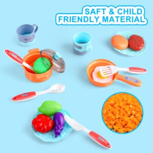 Pretend Play Kitchen Set for Kids - Toy Kitchen Playset with Accessories, Pots, Pans, Dishes and Play Food