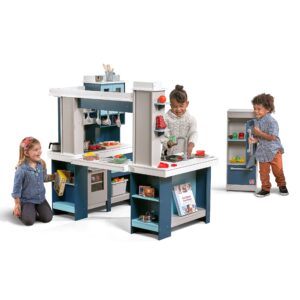 Step2 Grand Walk-In Wooden Kitchen Set for Kids, Indoor/Outdoor Pretend Play Kitchen, Ages 3+ Years Old, 15 Piece Toy Accessory Set, Easy Assembly