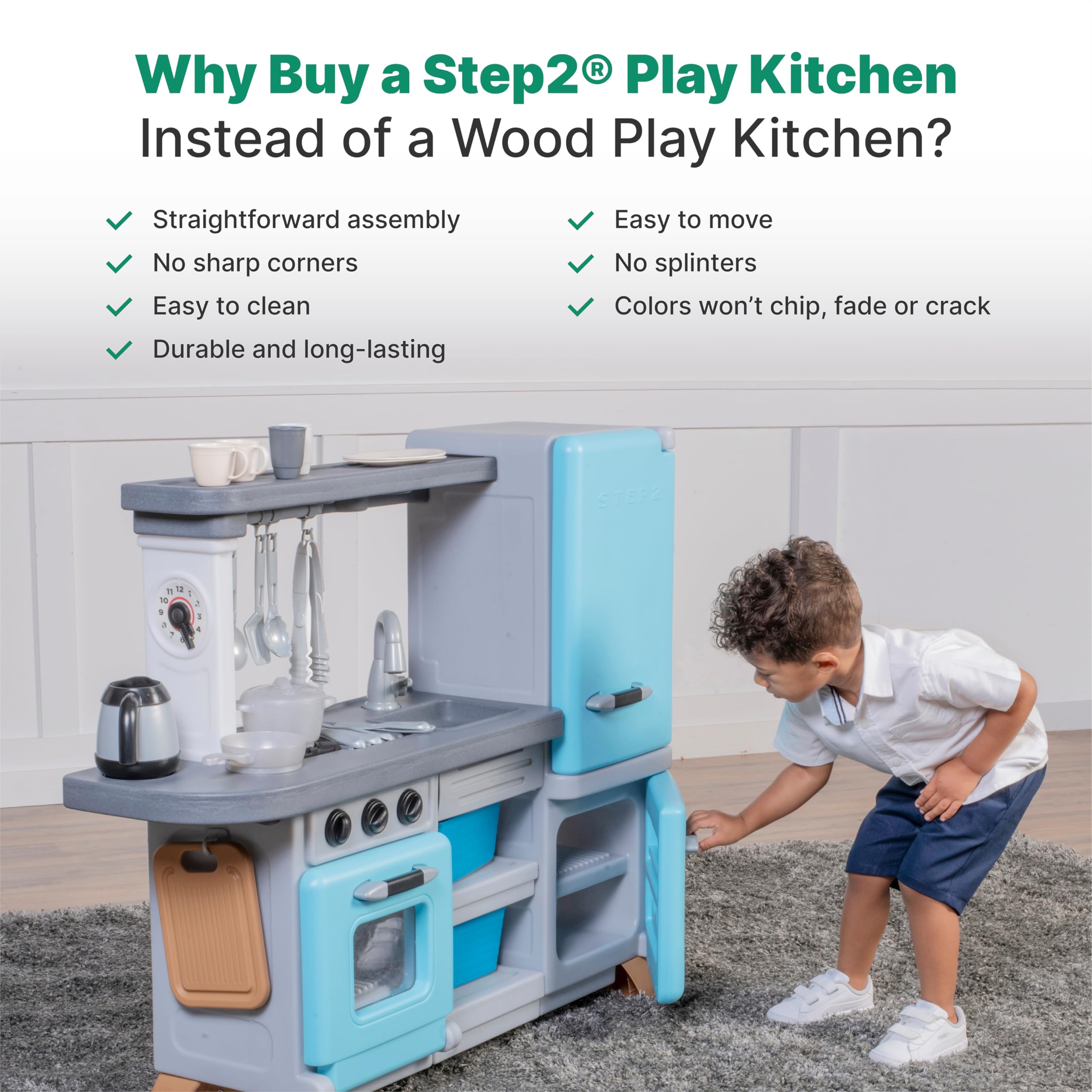 Step2 Cooking Time Kitchen Playset for Kids, Indoor/Outdoor Pretend Play Kitchen, Toddlers 2+ Years Old, Lights and Sounds, Interactive Toy, Easy Assembly