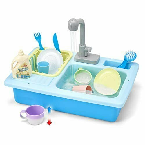 Exec-U-Gift Pretend Play Sink Set Pretend Kitchen Sink and Dishwashing Playset Plastic Diner and Playhouse ST A