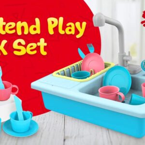 Exec-U-Gift Pretend Play Sink Set Pretend Kitchen Sink and Dishwashing Playset Plastic Diner and Playhouse ST A