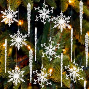 vgoodall 36pcs christmas snowflake decorations, 4inch icicles ornaments set clear snowflake acrylic christmas ornaments for santa outdoor party tree decoration craft