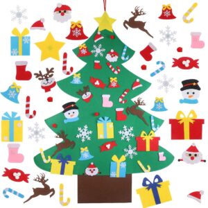 4ft diy felt christmas tree set with 36pcs ornaments - wall hanging felt xmas tree for kids toddlers christmas new year gift decorations party supplier