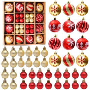 pemotech 44pcs christmas balls ornaments for xmas christmas tree ornaments balls with glitter, shatterproof christmas tree decorations