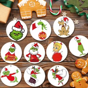 AMZFAVOR 10Pcs Christmas Tree Ornaments Set - 2023 Funny Christmas Decorations Wood Hanging Tree Ornaments for Christmas Holiday Tree Home Decoration