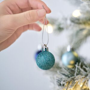 Valery Madelyn Christmas Tree Ornaments Set, 100ct Navy Blue and Silver Shatterproof Christmas Tree Decorations Bulk, 1.18 Inches Winter Wonderland Hanging Ball Ornaments for Xmas Trees Holiday Decor