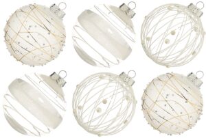 xmasexp christmas ball ornaments set-70mm/2.76" white large shatterproof clear glitter pastic christmas ball ornaments xmas tree decoration delicate hanging ornaments (12 counts,white)