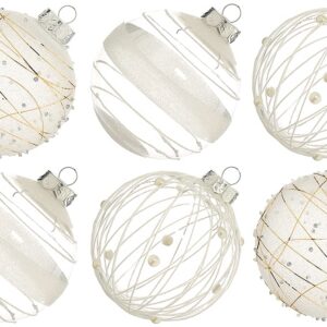 XmasExp Christmas Ball Ornaments Set-70mm/2.76" White Large Shatterproof Clear Glitter Pastic Christmas Ball Ornaments Xmas Tree Decoration Delicate Hanging Ornaments (12 Counts,White)