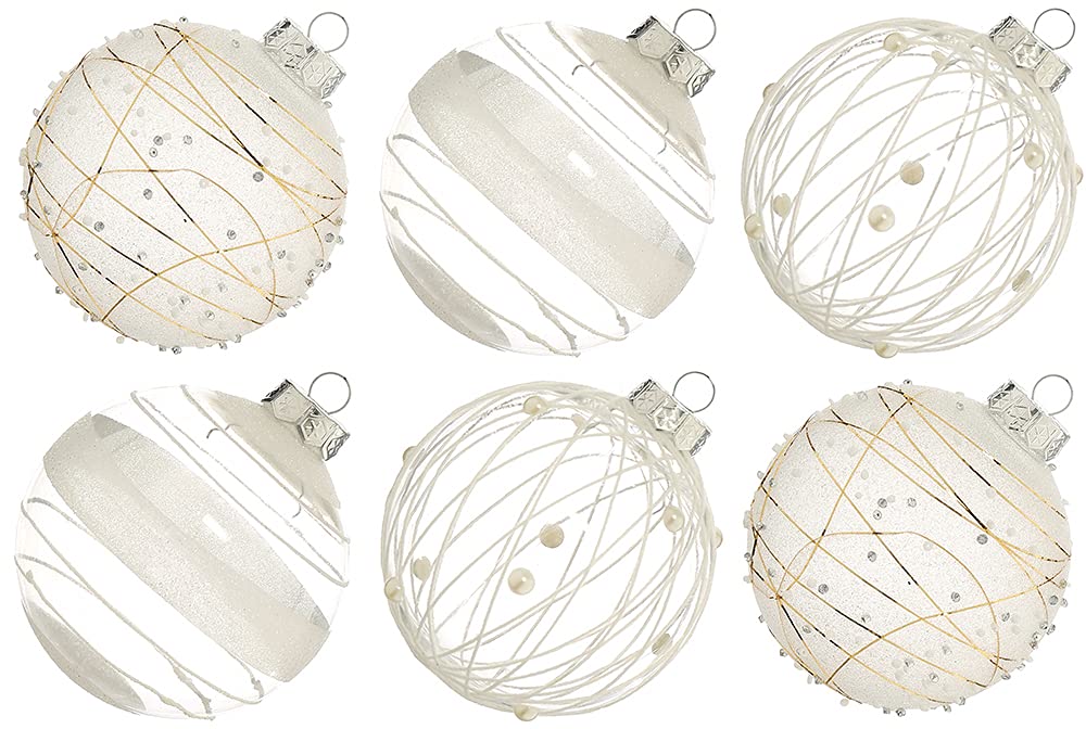 XmasExp Christmas Ball Ornaments Set-70mm/2.76" White Large Shatterproof Clear Glitter Pastic Christmas Ball Ornaments Xmas Tree Decoration Delicate Hanging Ornaments (12 Counts,White)