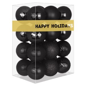 black 3.2" large christmas balls - christmas tree decoration ornaments shatterproof hanging balls for birthday halloween holiday wedding decorations set of 24pcs