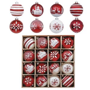 valery madelyn christmas tree decorations set, 16ct red and white shatterproof christmas ball ornaments bulk, 3.15 inch traditional hanging ornaments for christmas trees xmas holiday party decor