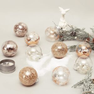 70MM/2.76" Christmas Ornaments Set, 20PCS Shatterproof Decorative Hanging Ball Ornament with Stuffed Delicate Decorations, Clear Rustic Xmas Tree Balls for Holiday Party- Champagne Gold.