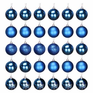 qaziuy christmas balls ornaments set christmas tree accessories 2.36" christmas decoration ball 6cm/2.36in shatterproof christmas decoration suit 4 styles 30pc in total