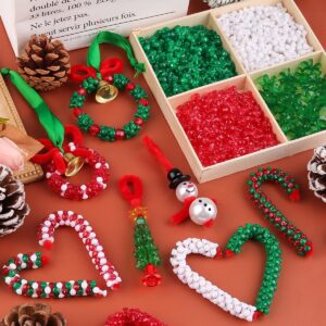 Lanstics 60 Sets Christmas Craft Beaded Ornament Kit Including 18PCS Wreath/18PCS Candy Cane/12PCS Snowmen/12PCS Christmas Tree for Xmas Craft Tree Decorations Adults Holiday Party (Assembly Needed)