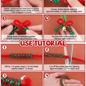 Lanstics 60 Sets Christmas Craft Beaded Ornament Kit Including 18PCS Wreath/18PCS Candy Cane/12PCS Snowmen/12PCS Christmas Tree for Xmas Craft Tree Decorations Adults Holiday Party (Assembly Needed)