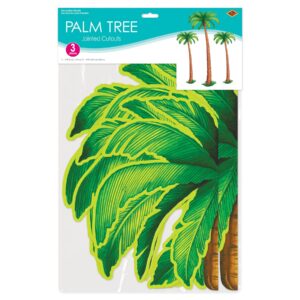 Beistle 3 Piece 4' & 6' Jointed Palm Tree Decorations, Cardstock Paper Cut Outs for Luau Theme Tropical Hawaiian Party Décor