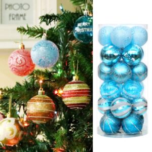 QAZIUY Christmas Balls Ornaments for Xmas Tree Hanging Christmas Baubles 2.36" Pack of 24 Christmas Balls Tree Decoration Plastic Reusable Outdoor Ornaments Garden Room Decorative Pendant