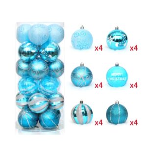 QAZIUY Christmas Balls Ornaments for Xmas Tree Hanging Christmas Baubles 2.36" Pack of 24 Christmas Balls Tree Decoration Plastic Reusable Outdoor Ornaments Garden Room Decorative Pendant