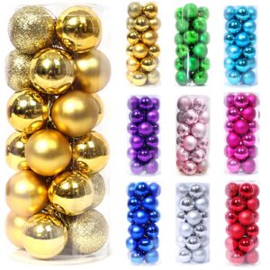 Christmas Ball Ornaments Set Christmas Tree DecorationsShatterproof Large Candy Gold Plastic Holiday Xmas Hanging Ornament for Christmas Tree Outdoor Indoor Gifts Deals