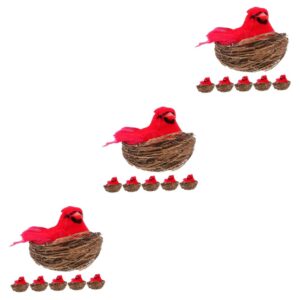 garneck 3 sets christmas decoration bird foams birds decor red cardinal nest ornaments miniature bird ornaments outside house decor home decor scene layout decor tree decoration artificial