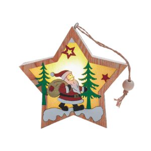 qaziuy 2023 christmas tree ornaments acrylic christmas ornaments wooden glowing christmas pendant star decorations five-pointed scene home decor for xmas tree decor holiday wedding party decoration