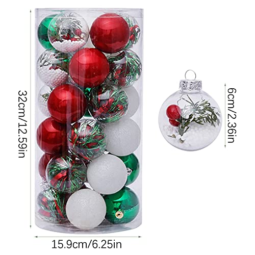 6cm/30pcs Christmas Ball Hanging Christmas Tree Decoration Transparent Ball Christmas Ball Set Party Party Decoration Giant Christmas Decorations (White, One Size)