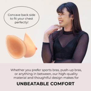 Feminique Silicone Breast Forms | Prosthetic Breast for Transgender, Mastectomy, Crossdressers| Fake Boobs, Fake Breasts - Pair (C/D Cup (1000g) Pair, Beige)