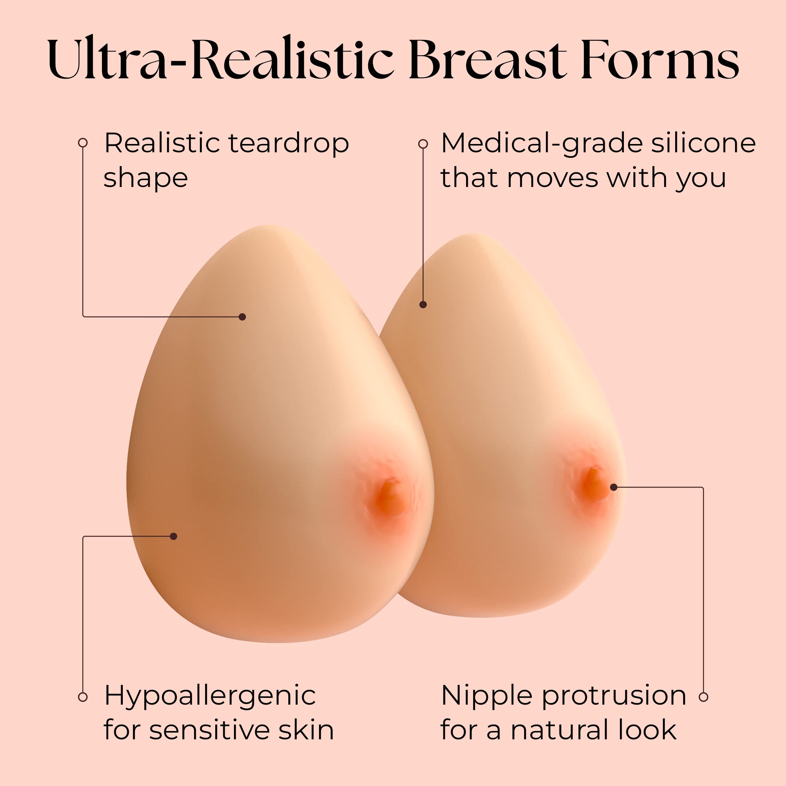 Feminique Silicone Breast Forms | Prosthetic Breast for Transgender, Mastectomy, Crossdressers| Fake Boobs, Fake Breasts - Pair (C/D Cup (1000g) Pair, Beige)