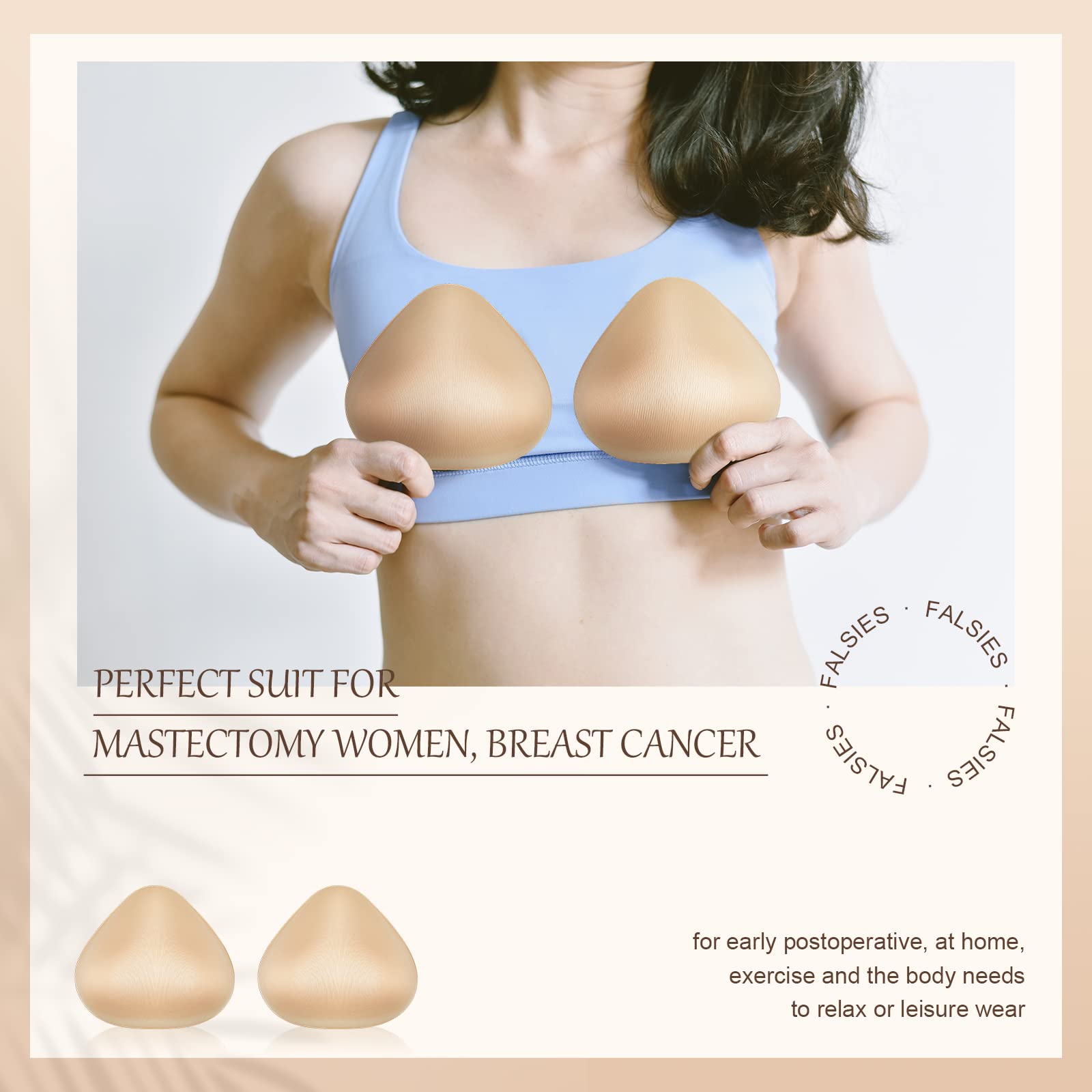 Hercicy 1 Pair Cotton Breast Forms Light Sponge Boobs Mastectomy Breast Cancer Support Bra for Women