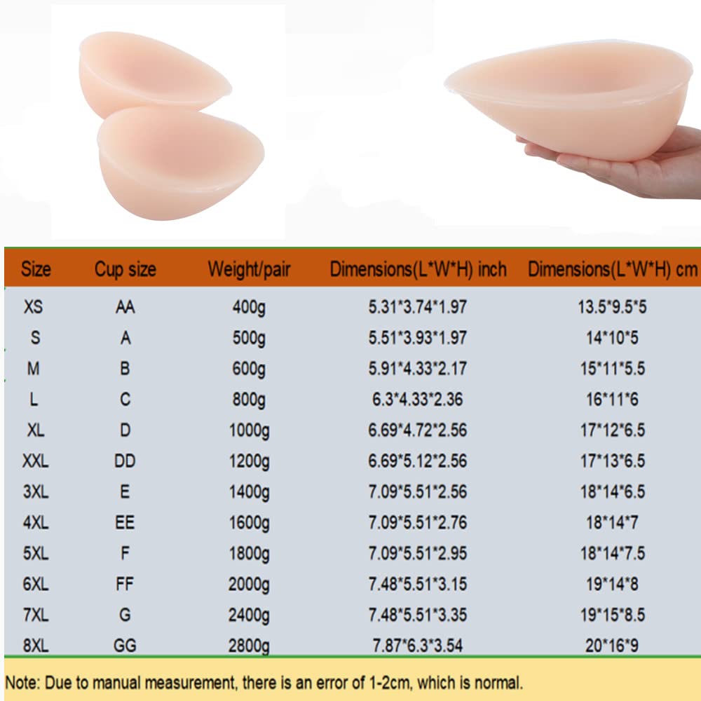 BMLen Silicone Breast Forms/Fake Boobs for Crossdresser，Mastectomy Transgender, and Cosplay/Prosthetic Breast（A,Nude