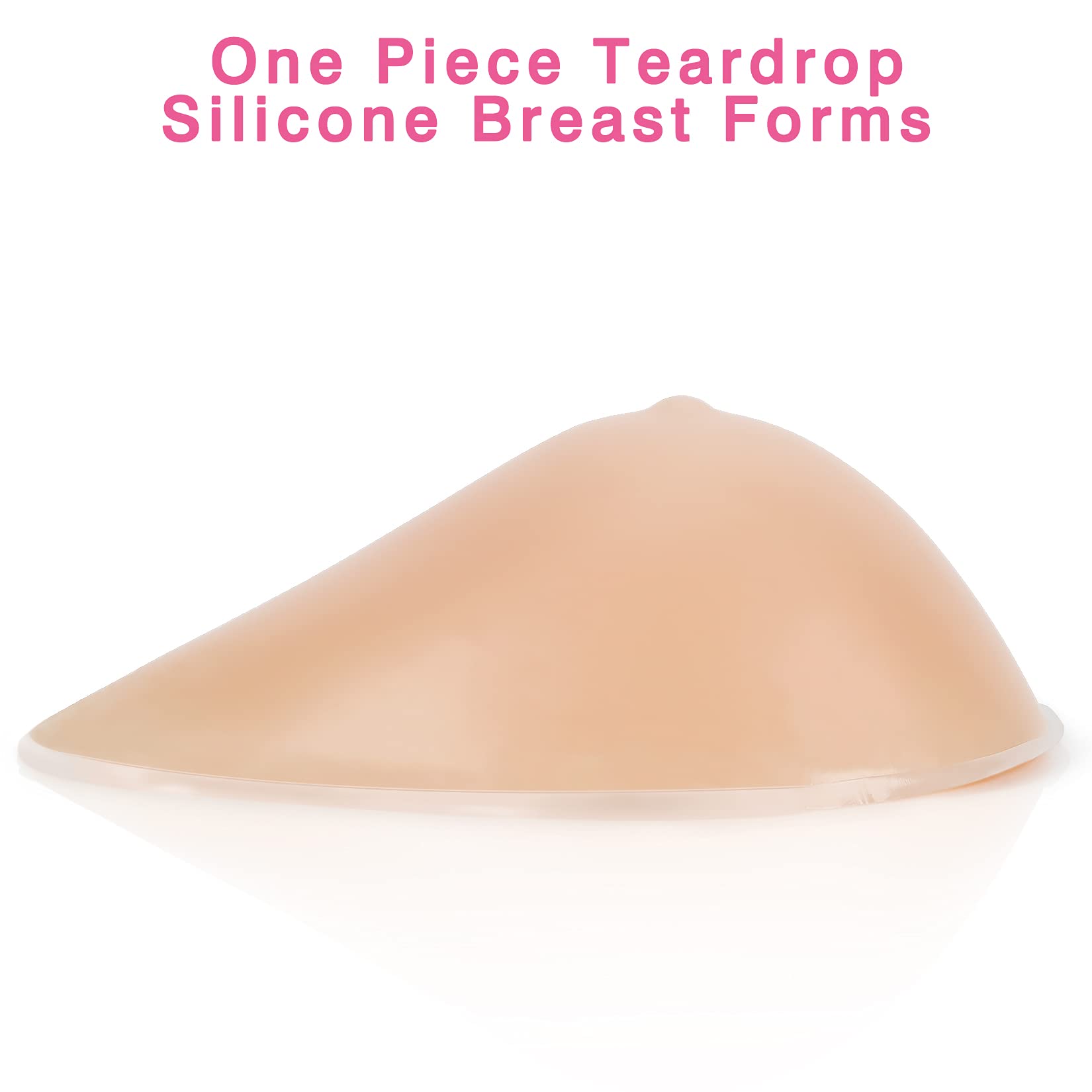 Vollence One Piece C+ Cup Teardrop Silicone Breast Forms Mastectomy Fake Boobs Bra Enhancer Inserts Concave Bra Pads - Nude