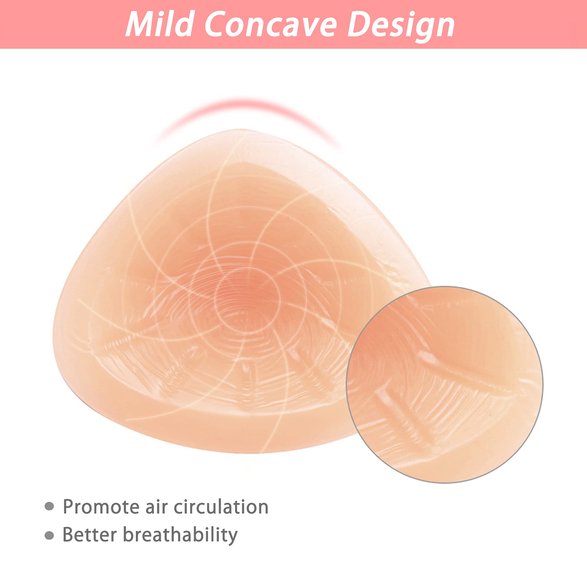 MaxTara Silicone Breast Forms Triangle Bra Enhancer Inserts Mastectomy Crossdress Cosplay C cup 800g/pair