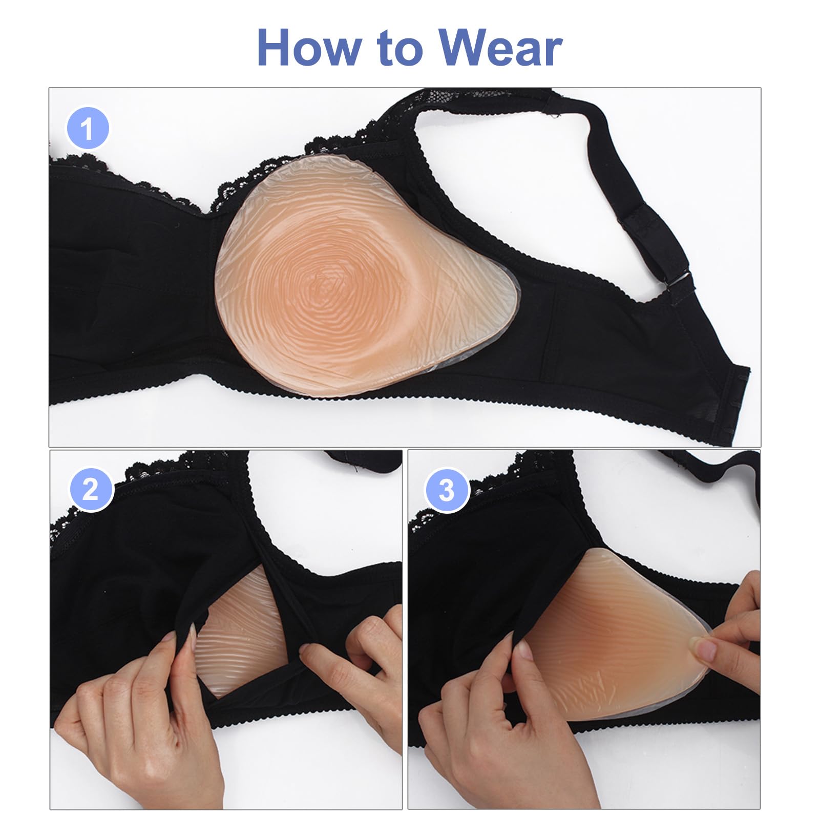 OMMITO Silicone Breast Form Mastectomy Prosthesis Armpit Bra Inserts Pad Enhancer Crossdresser Transgender 1 Piece Right 400g