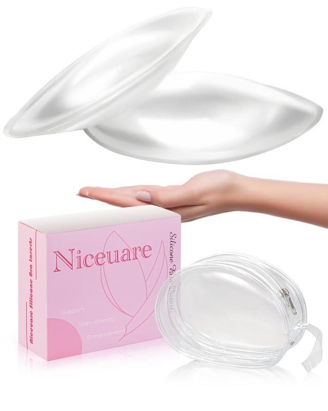 Niceuare Bra Inserts Push Up Premium Silicone Breast Enhancers Comfort & Natural Enhancement Bra Pads Waterproof Breast Lift Large Add 2+ Cup