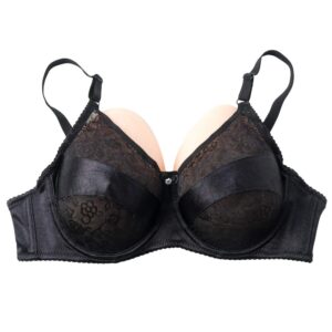 aonkey breast form pocket bra for crossdressers mastectomy (42/95, black)