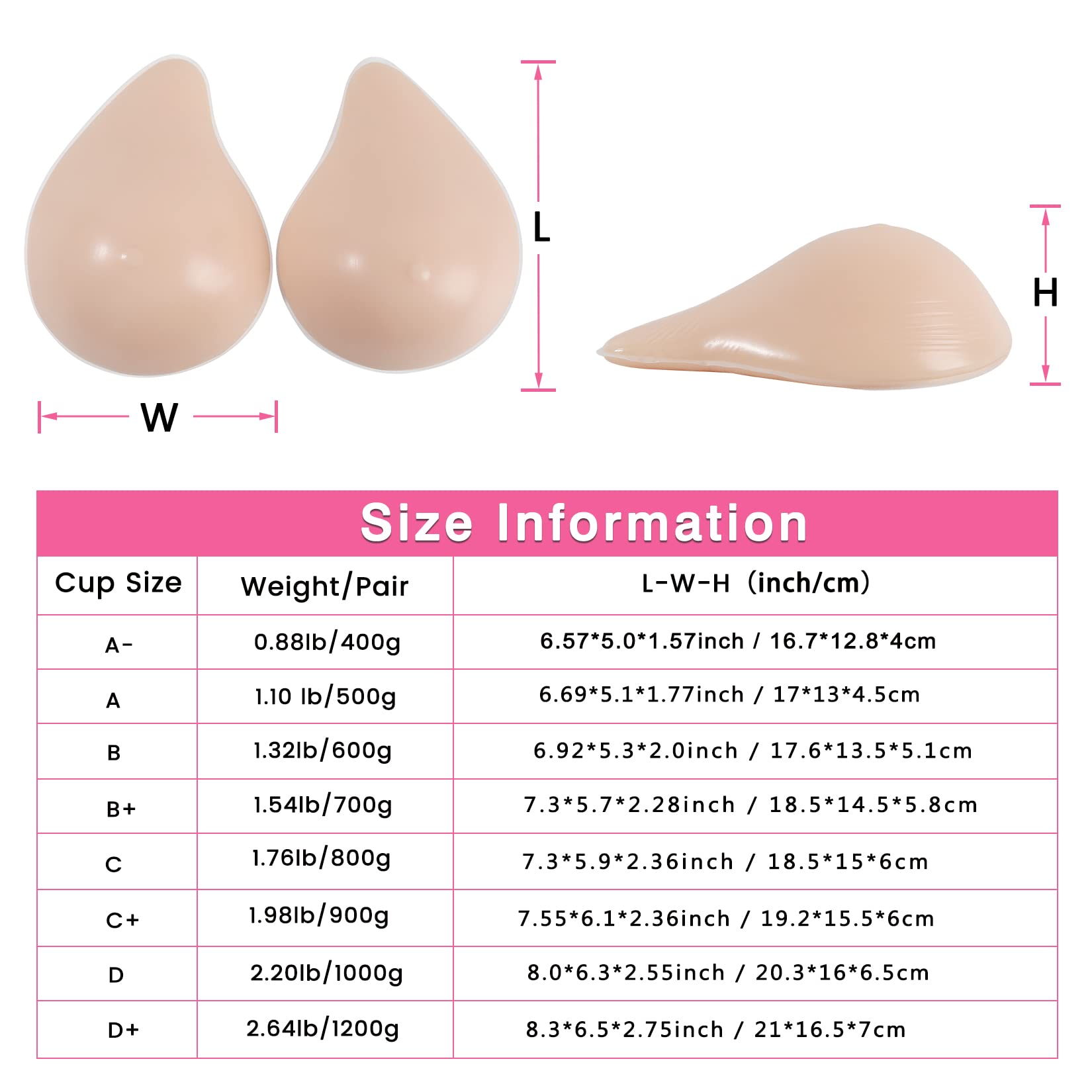 Vollence One Pair A- Cup irregular Silicone Breast Forms Women Mastectomy Prosthesis Concave Bra Pad