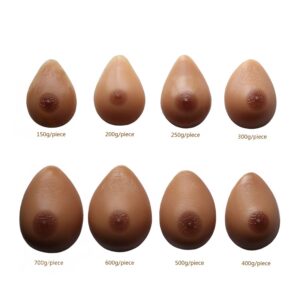 Ecoup 800g/Pair C Cup Brown Silicone Breast Forms Self-Adhesive Fake Breasts for Transgender (Wheat, L - 800g/Pair（1.78 lb/Pair) - Cup C