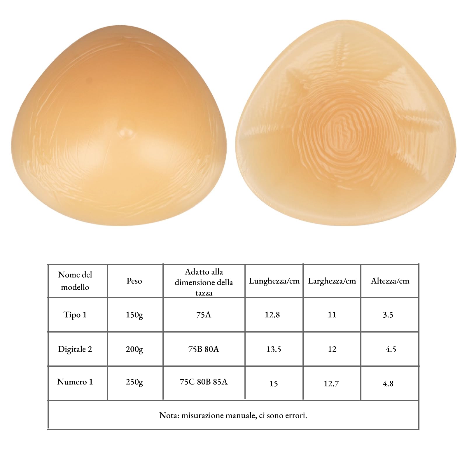 Prosthetic Breast,Soft Silicone Breast Form,Triangular Shaped Bra Pad,Left Right Universal Prosthetic Breast Inserts for Mastectomy People (Type 1)