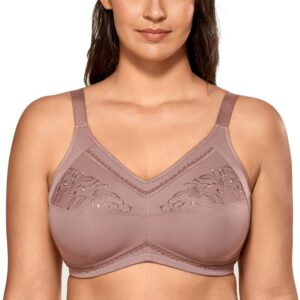 delimira women's mastectomy pockets wireless post-surgery plus size cotton sleep bralette bra mochaccino 38dd