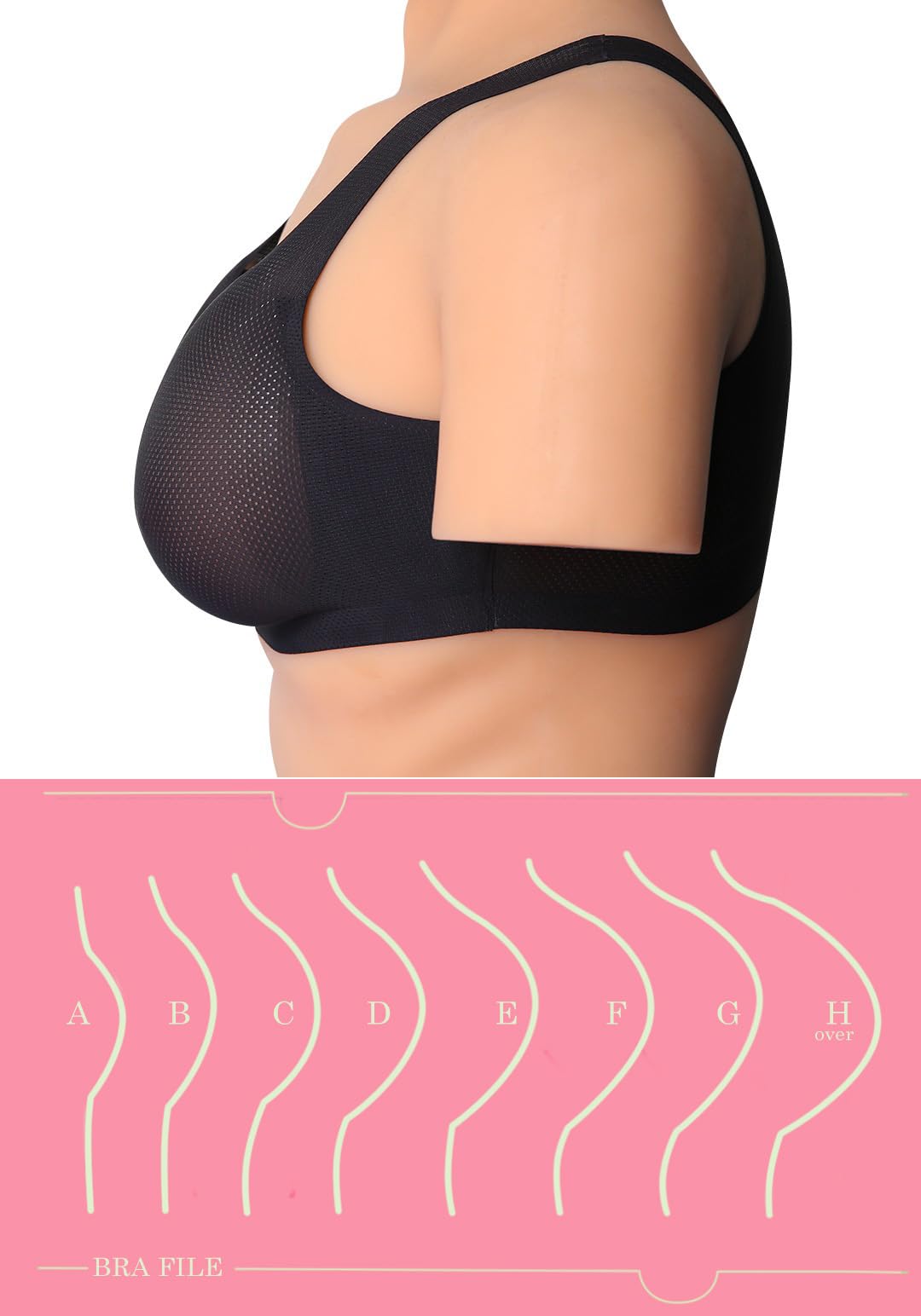 Waterdrop Silicone Breast Forms with Mesh Pocket Bra Set for Mastectomy (Black C Cup- 800g)