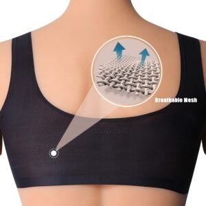 Waterdrop Silicone Breast Forms with Mesh Pocket Bra Set for Mastectomy (Black C Cup- 800g)